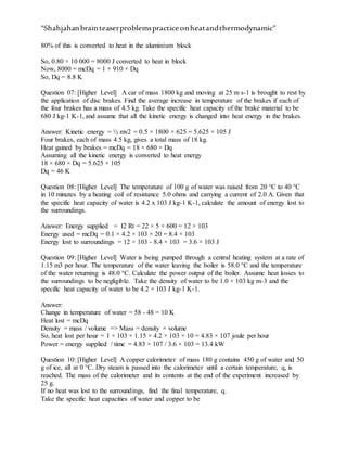 practice problems on heat and thermodynamics | DOCX