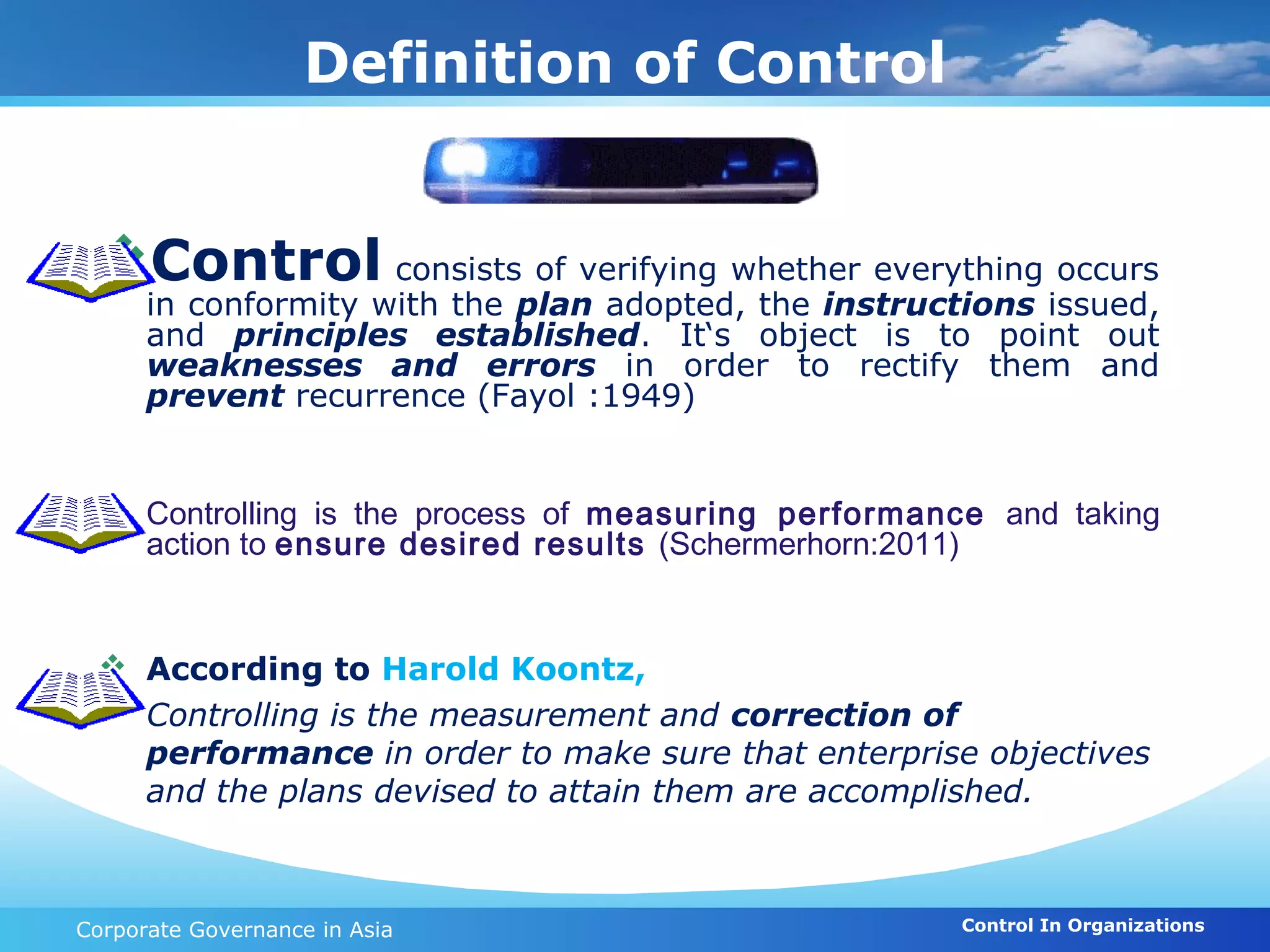 Control in Organization (Corporate Governance) | PPT
