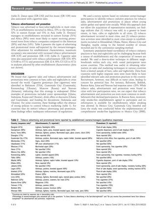 Tobacco sales and promotion in bars, cafes and nightclubs from large ...