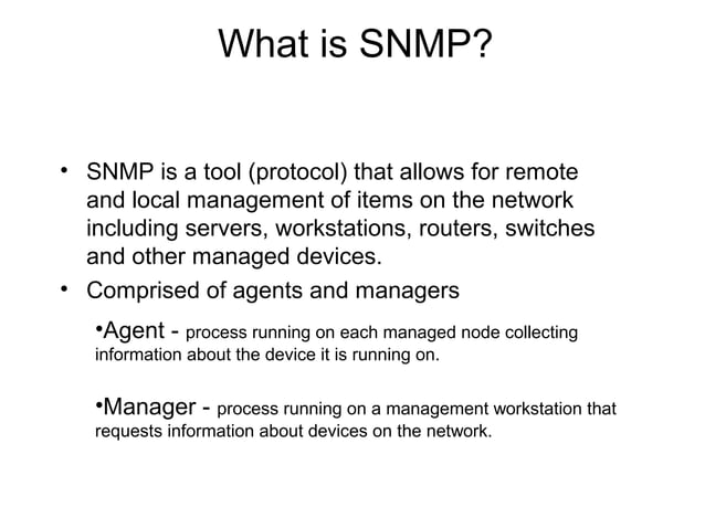 Slides of SNMP (Simple network management protocol) | PPT | Computer ...