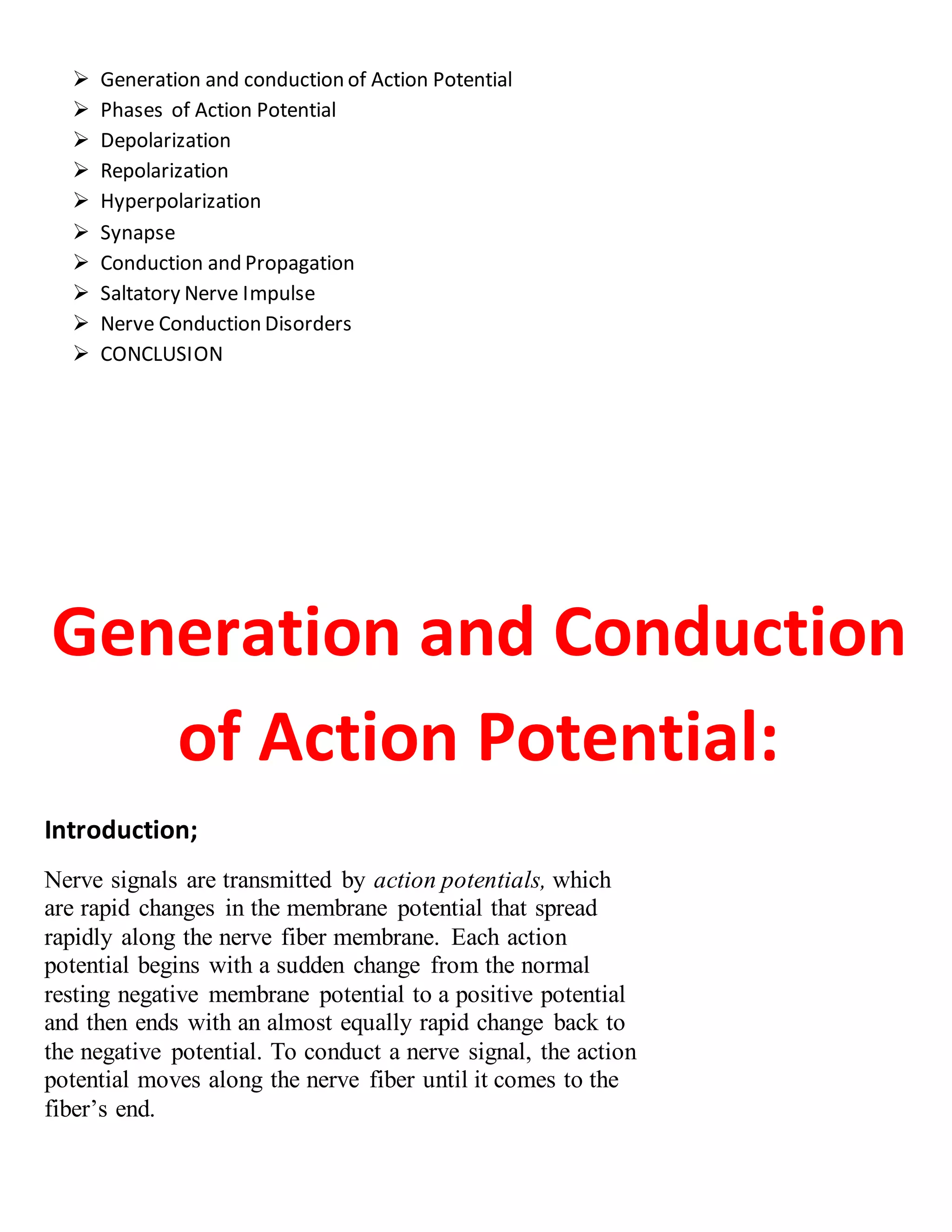 Generation and conduction of action potential. | DOCX