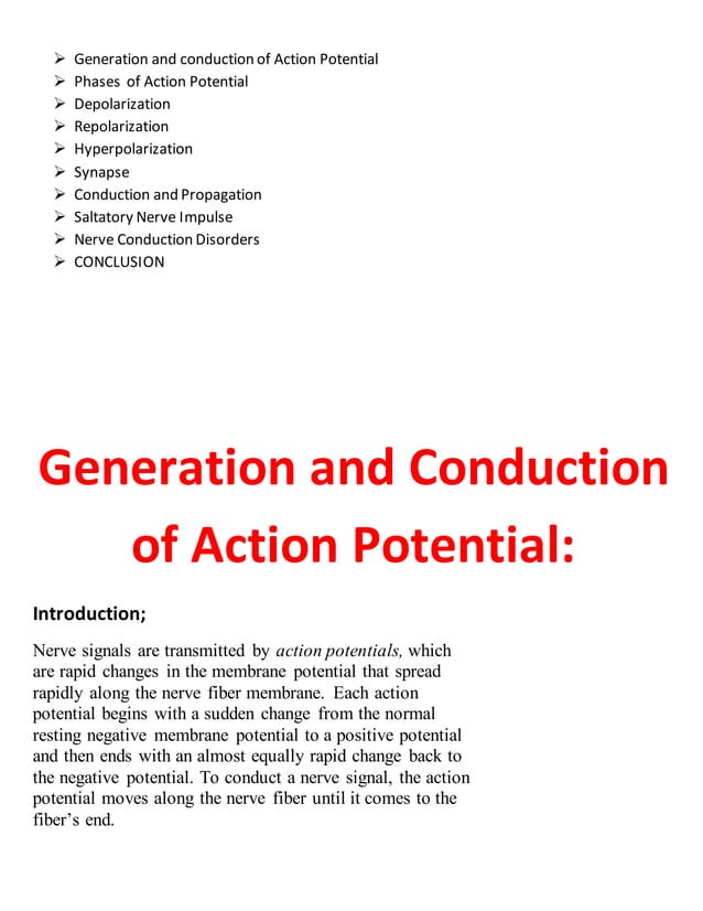 Generation and conduction of action potential. | DOCX
