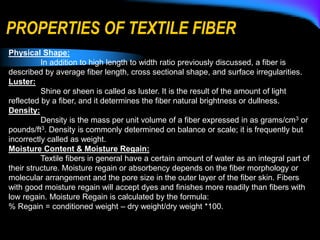 Properties Of Textile Fibers | PPTX