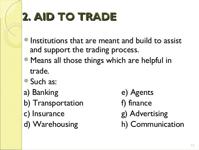 Types of trade and aid to trade