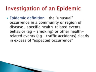 investigation of an epidemic | PPT