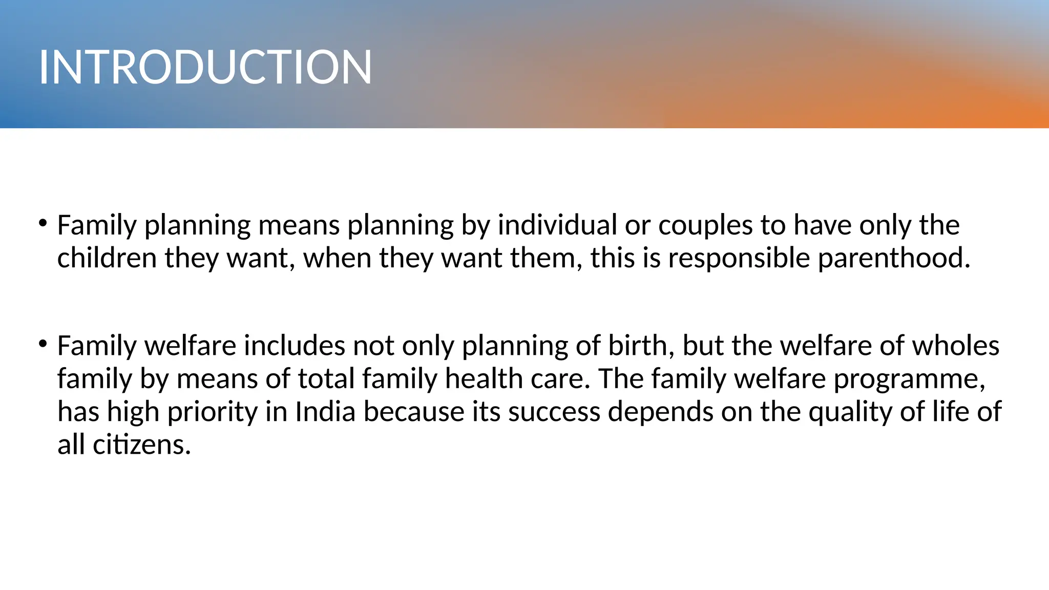 National family welfare programme | PPTX