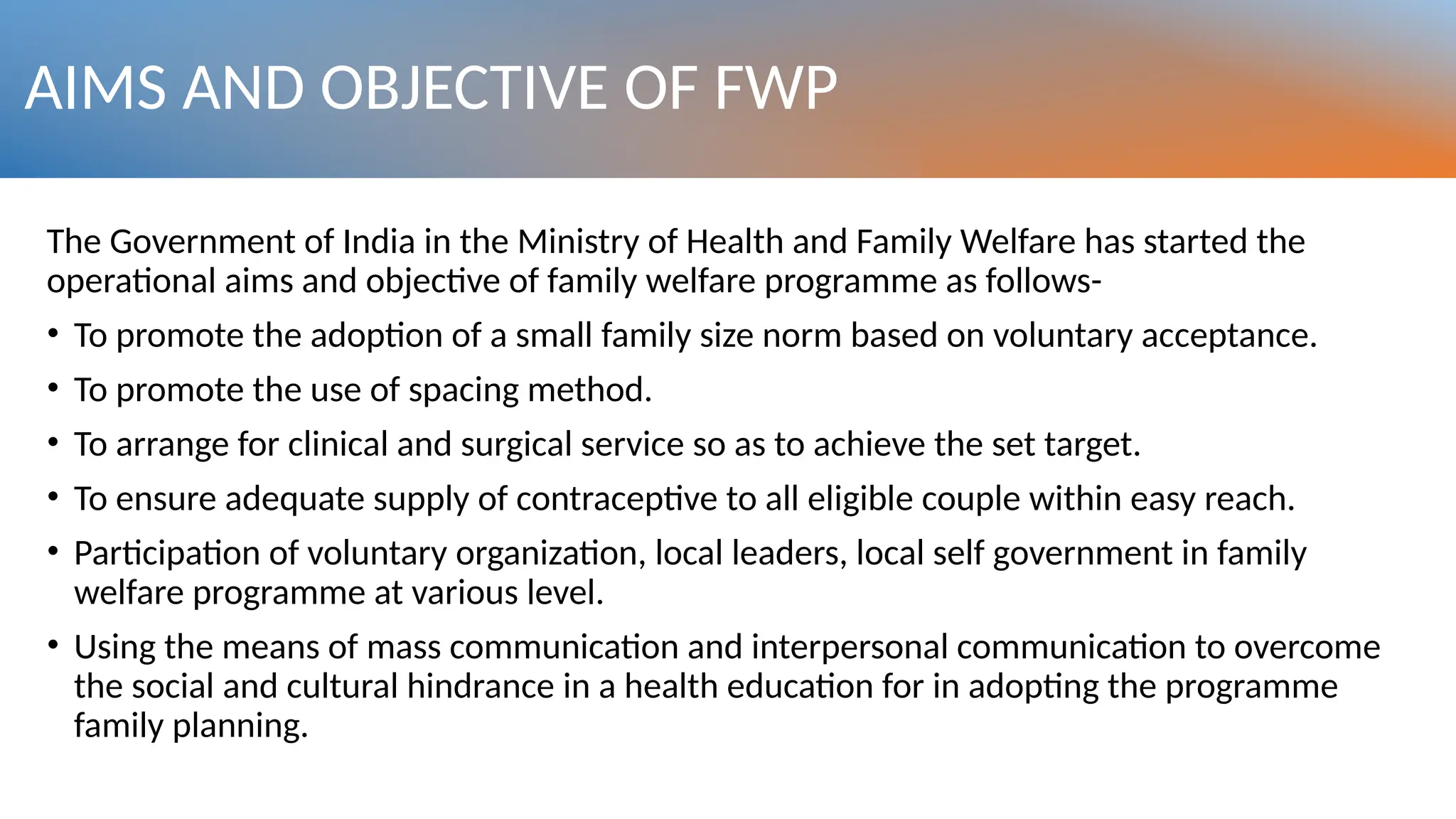 National family welfare programme | PPTX