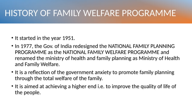 National family welfare programme | PPTX