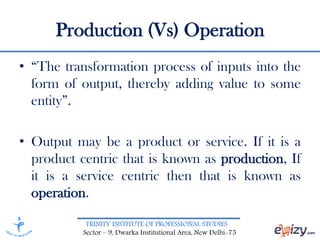 PRODUCTION & OPERATIONS MANAGEMENT | PPT