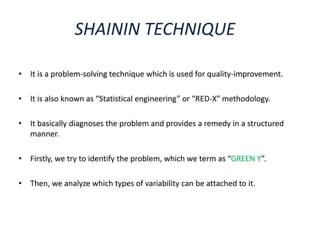 Shainin techniques | PPTX | Science