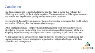 Transitioning to Decentralized Data Collection (DDC) for Site Burden ...