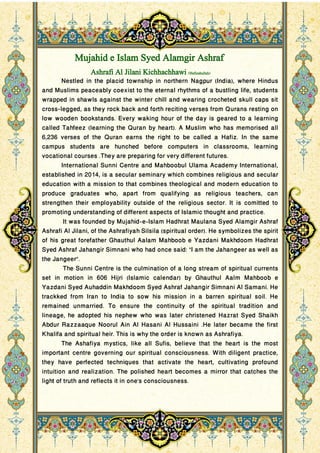 Shajra aliyah qadriyah ashrafiya By Mujahid e Islam syed alamgir ashraf ...