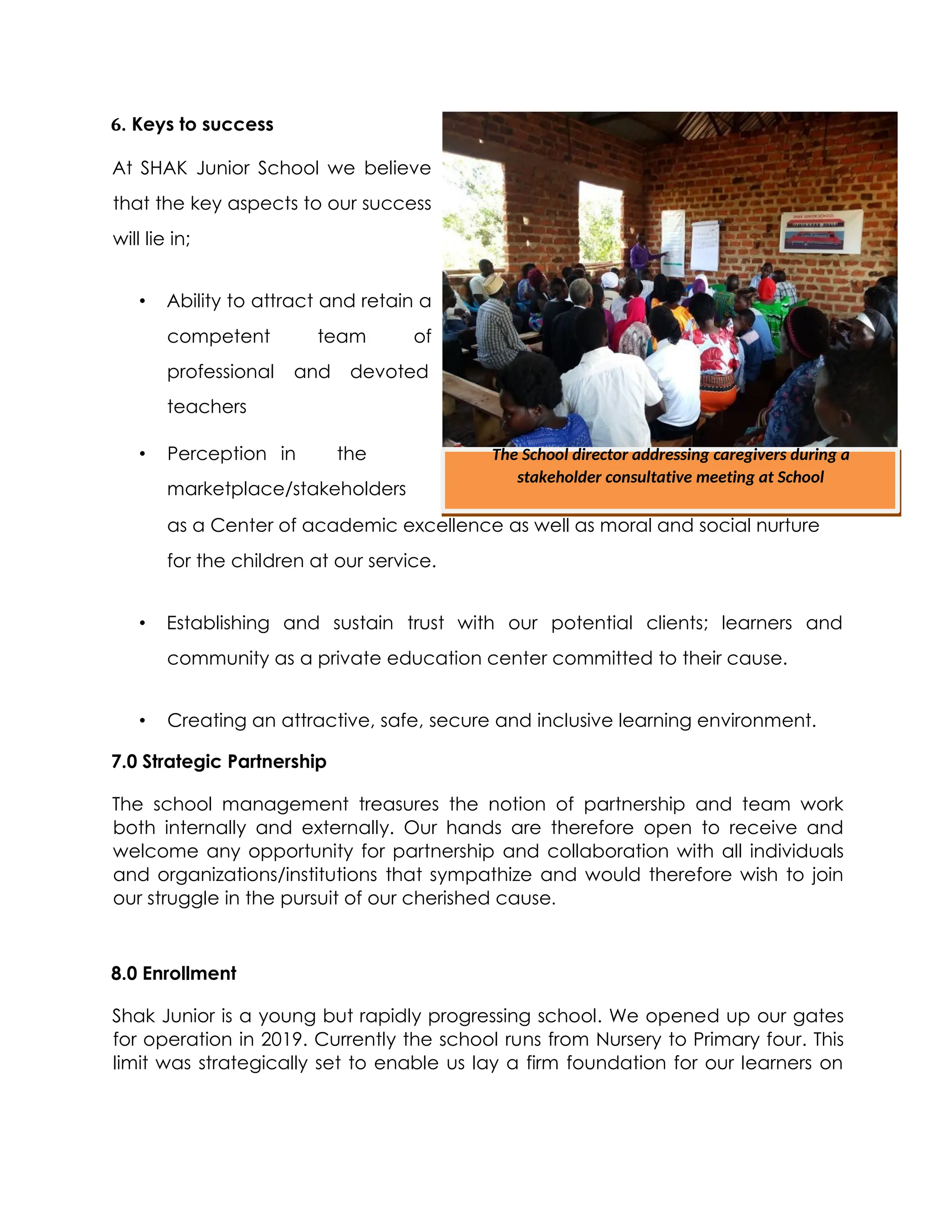 SHAK-JUNIOR-SCHOOL-PROFILE Establishment methods | DOCX