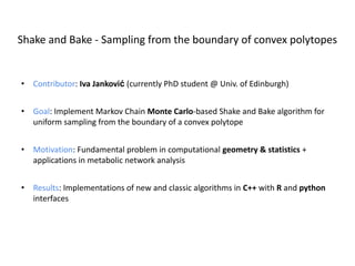 Shake and Bake GSoC project lightning talk | PDF
