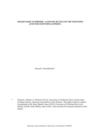 Shaken Baby Law Review Ssrn Id1494672 | PDF