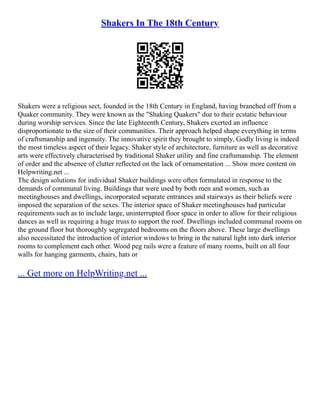 Shakers In The 18Th Century | PDF