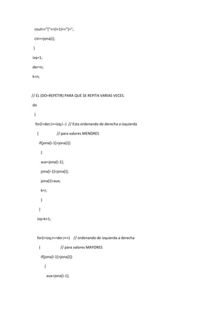 Codigo de metodo de Shakesort de ordenamiento | DOC