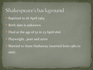 Shakespeare | PPT | Poetry | Books and Literature