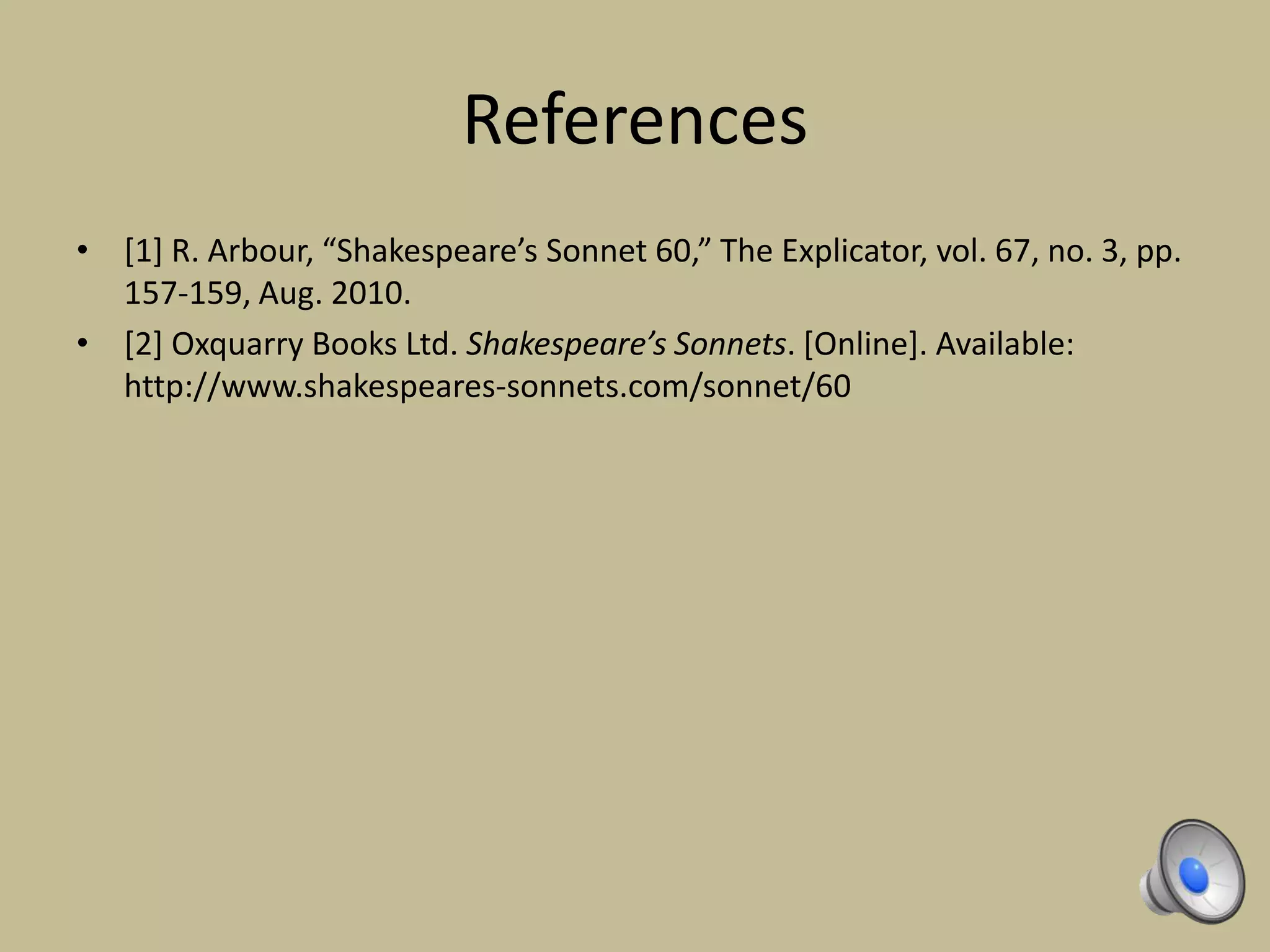 Shakespeare's Sonnet 60 | PPTX