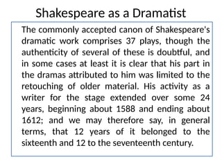 Shakespeare.pptx. in the history of English | PPTX
