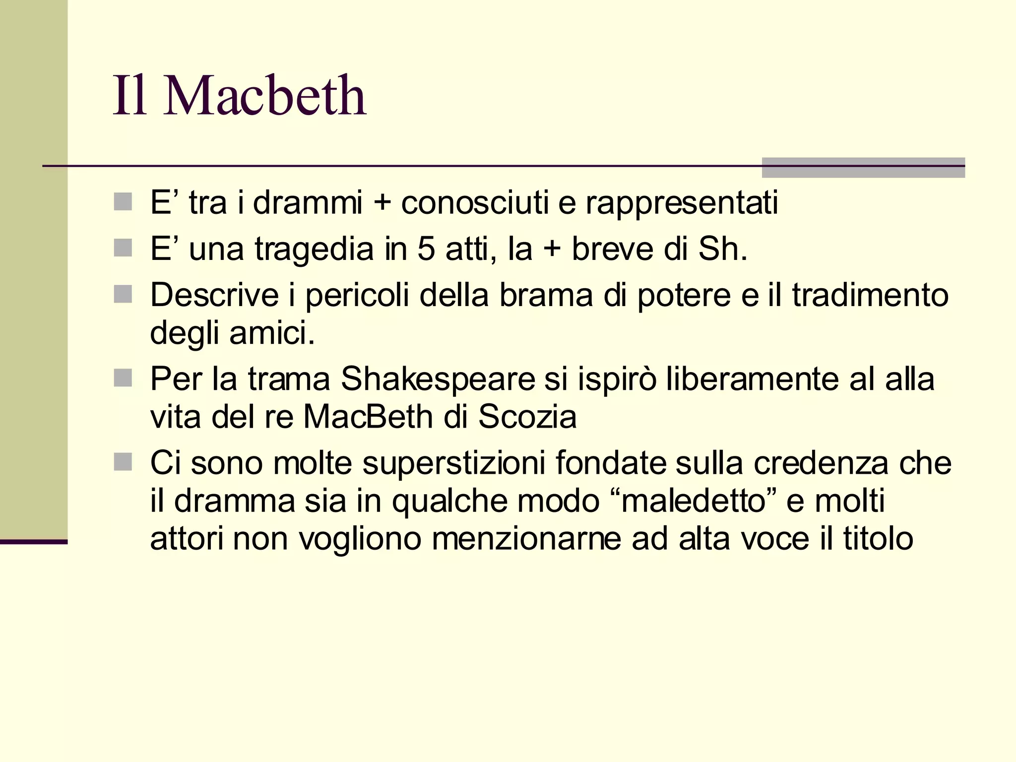 Shakespeare e Il Macbeth | PPT