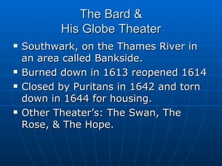 Shakespeare And His Times Notes | PPT