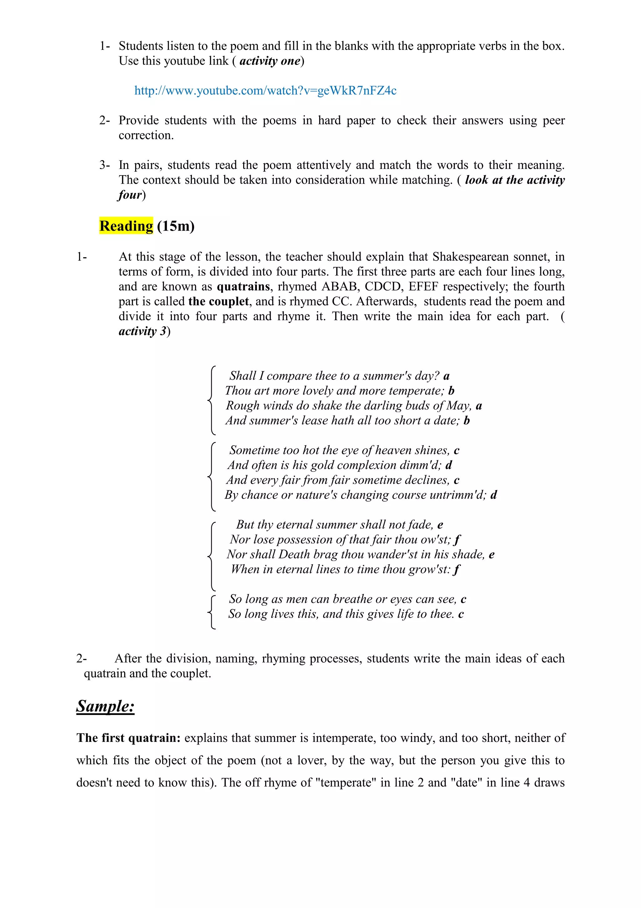 Shakespearean sonnet 18 | PDF