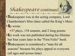 Shakespeare Background Info