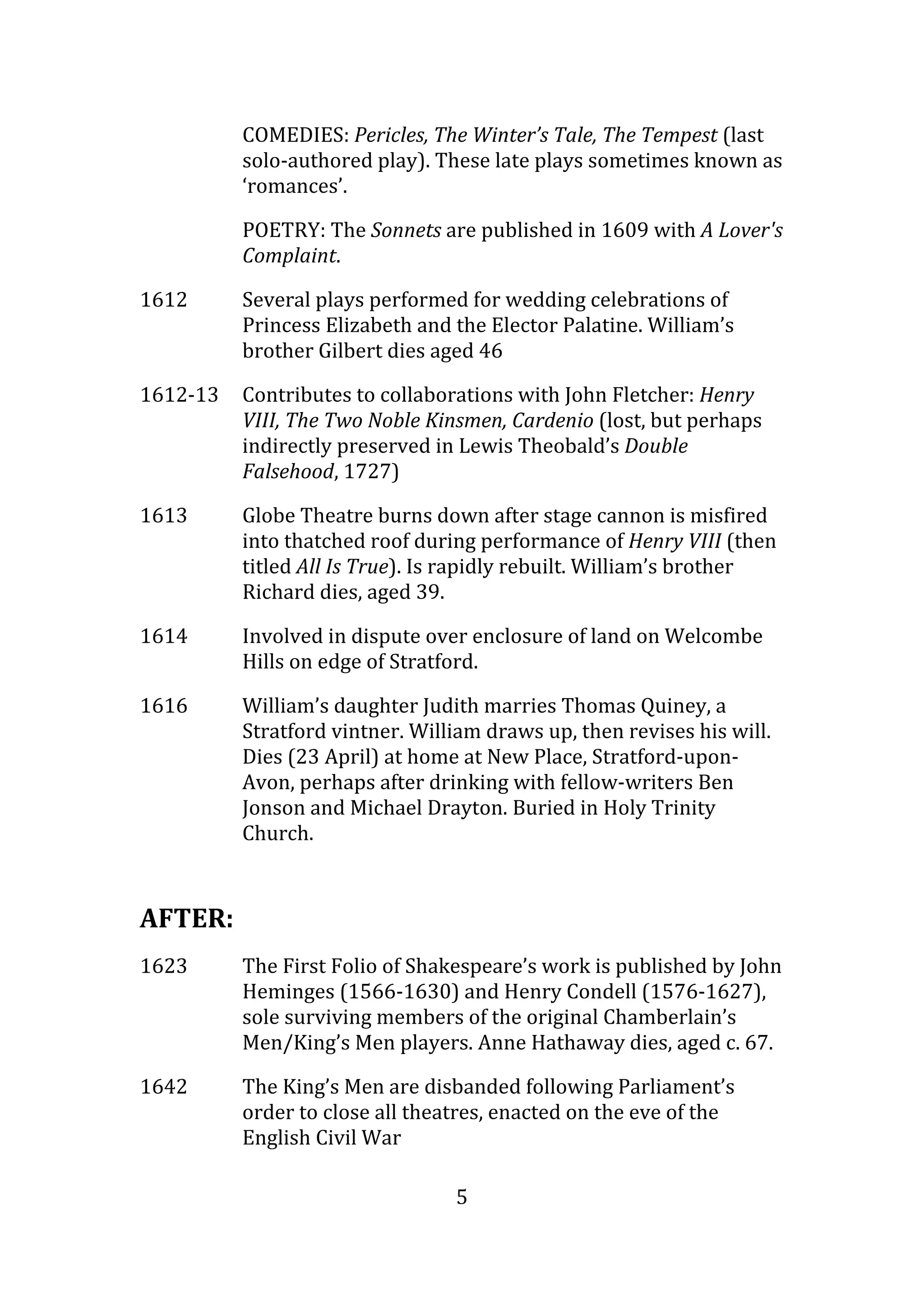 Shakespeare chronology | PDF