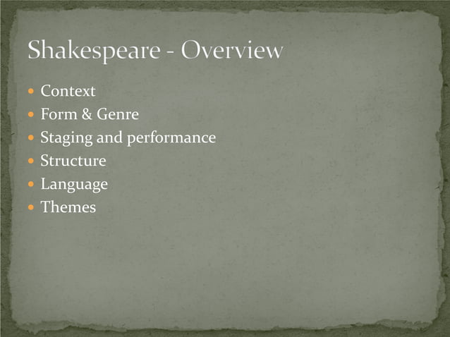 Introduction to Shakespeare - prior to A Level study | PPT