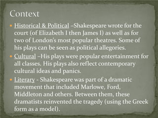 Introduction to Shakespeare - prior to A Level study | PPT