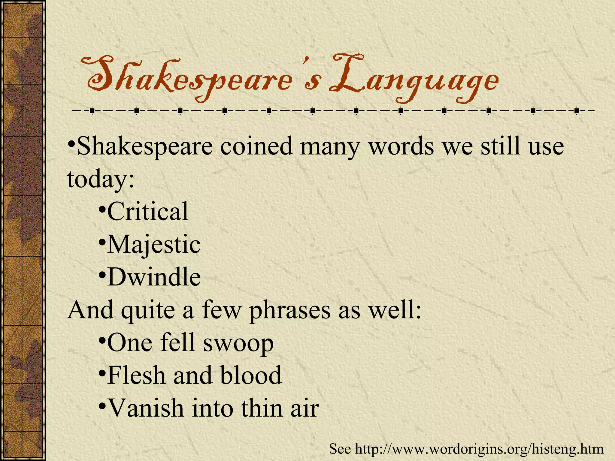 INTRO to SHAKESPEARE | PPT