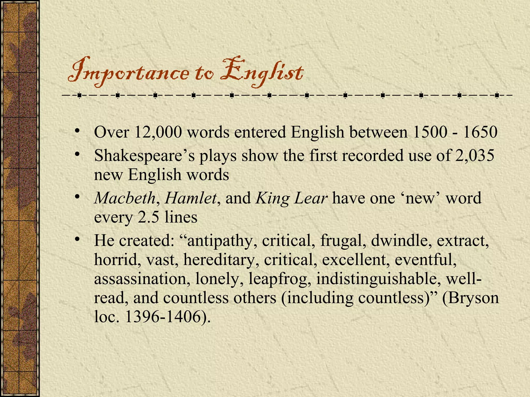 INTRO to SHAKESPEARE | PPT