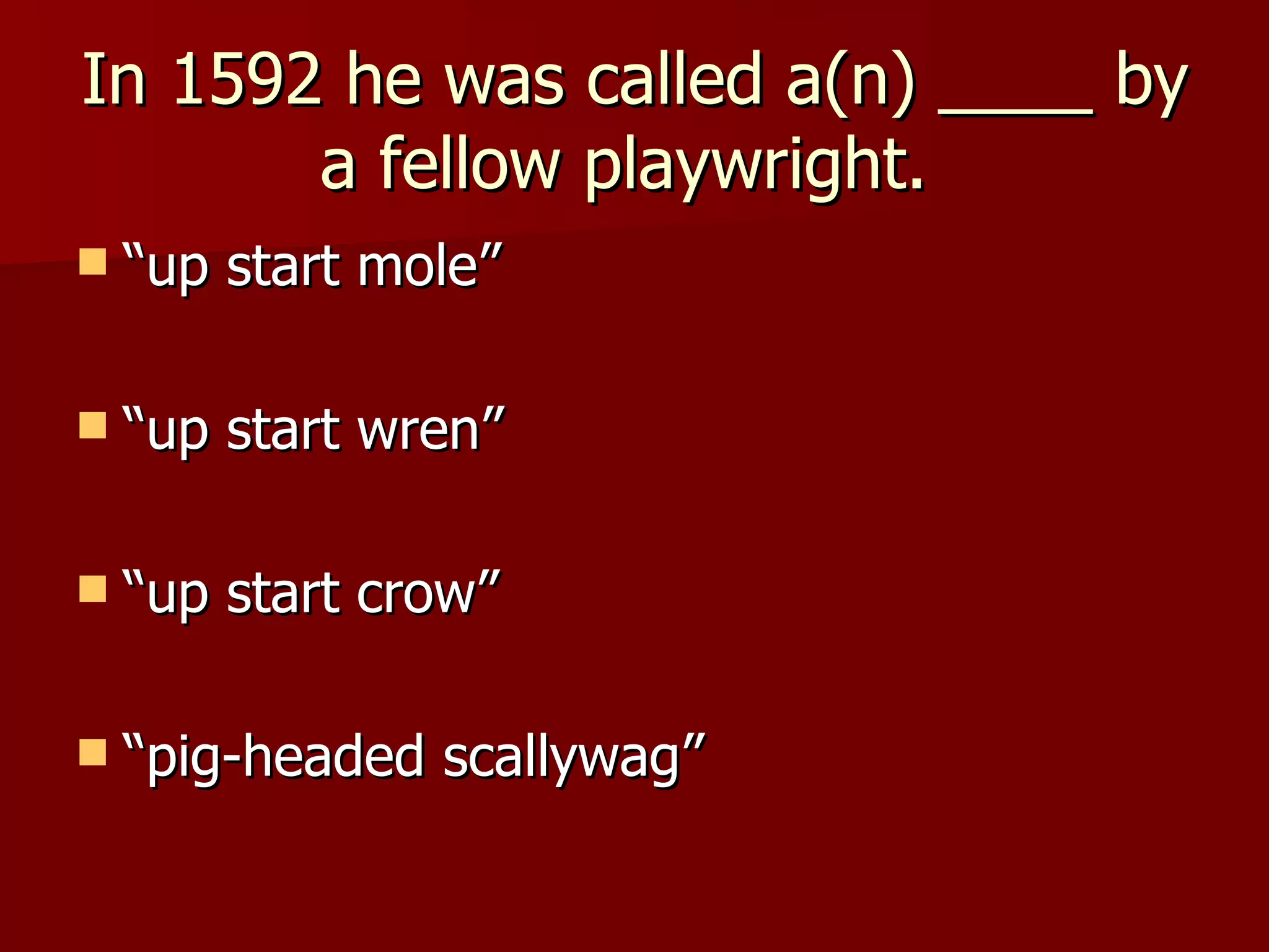 Shakespeare Introduction Quiz | PPT