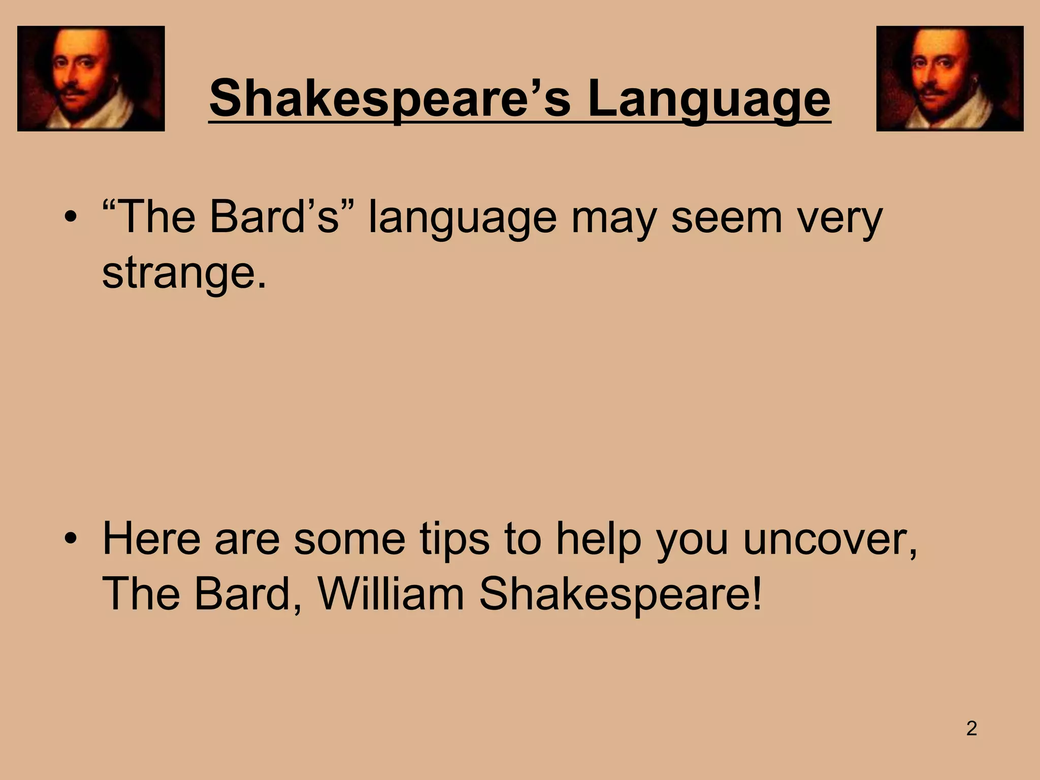 Shakespeare language powerpoint | PPT