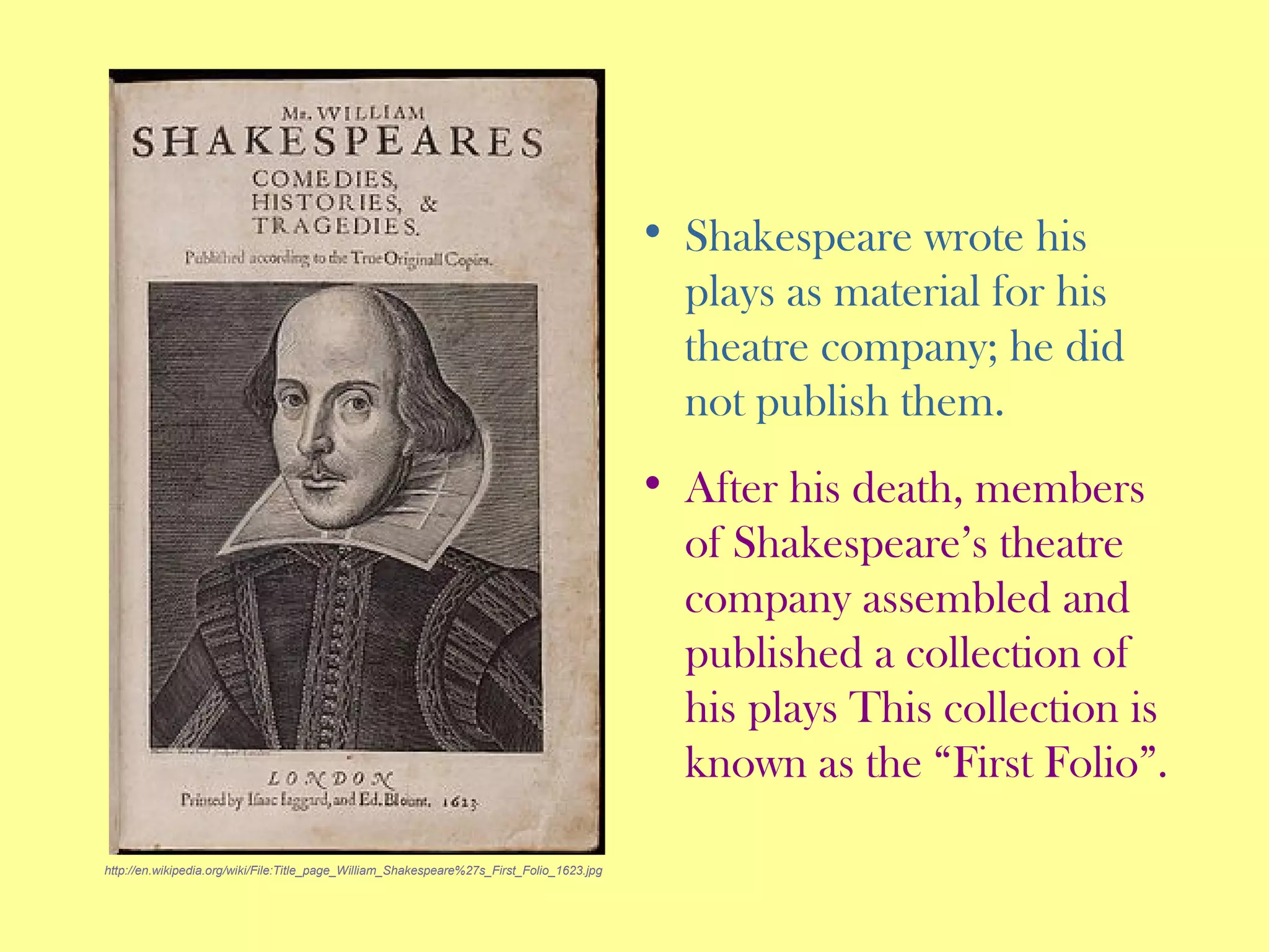 Shakespeare, life and work. | PPT