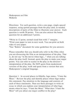 Shakespeare on FilmMidtermDirections For each question, .docx