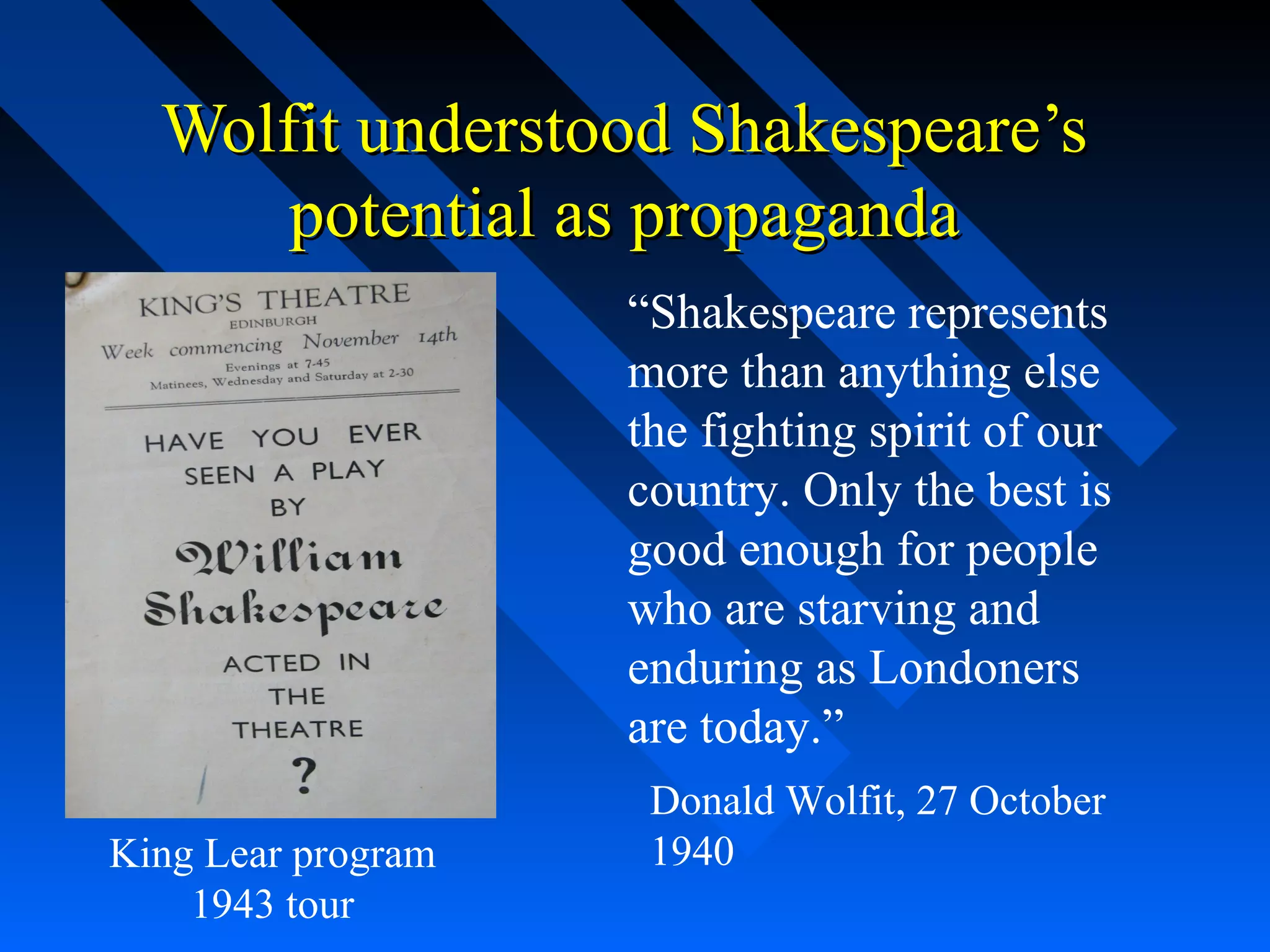 Donald Wolfit's Production of KING LEAR (1944) | PPT