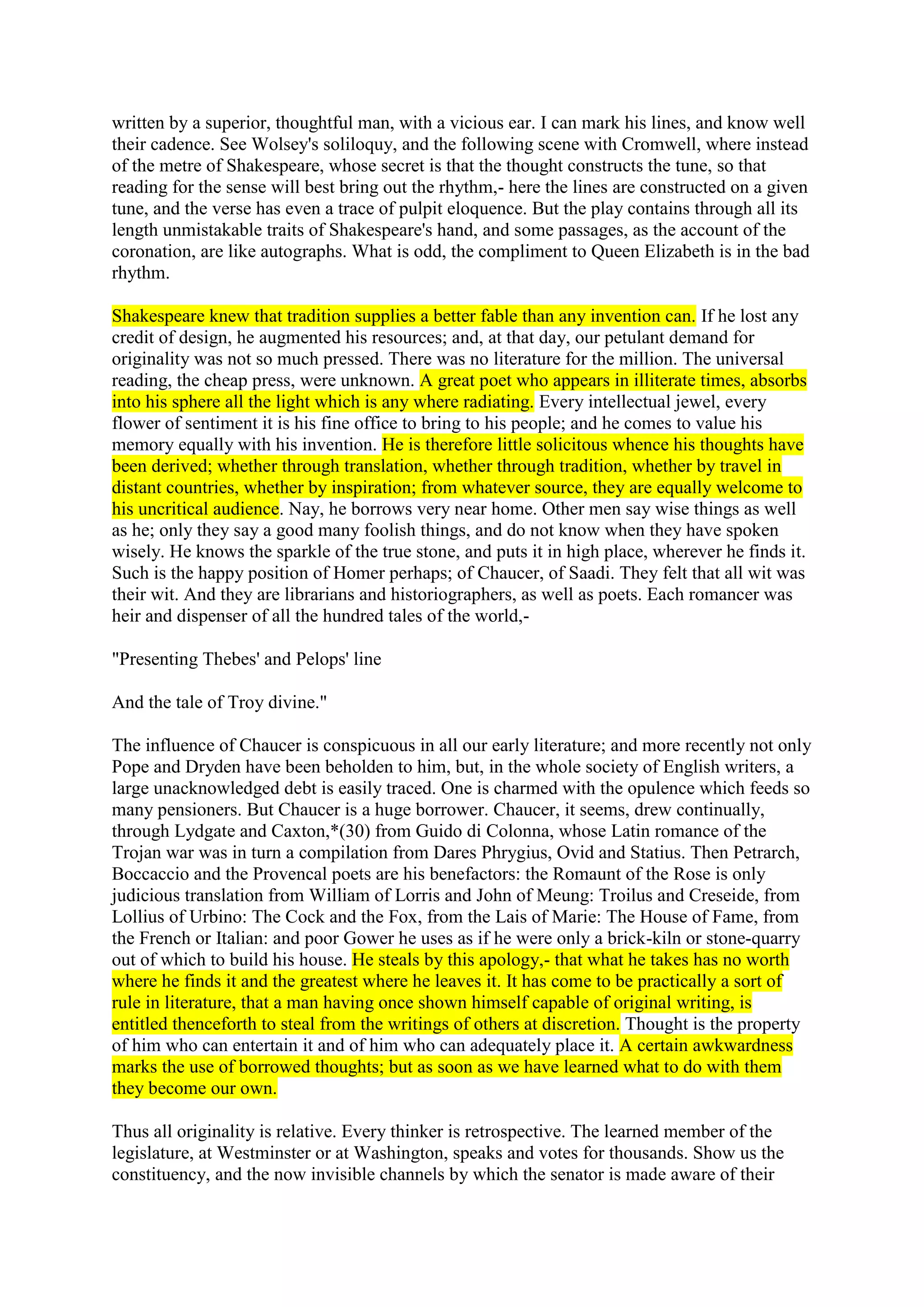 Emerson, Ralph Waldo. 1904. Shakspeare; or, the Poet | DOCX