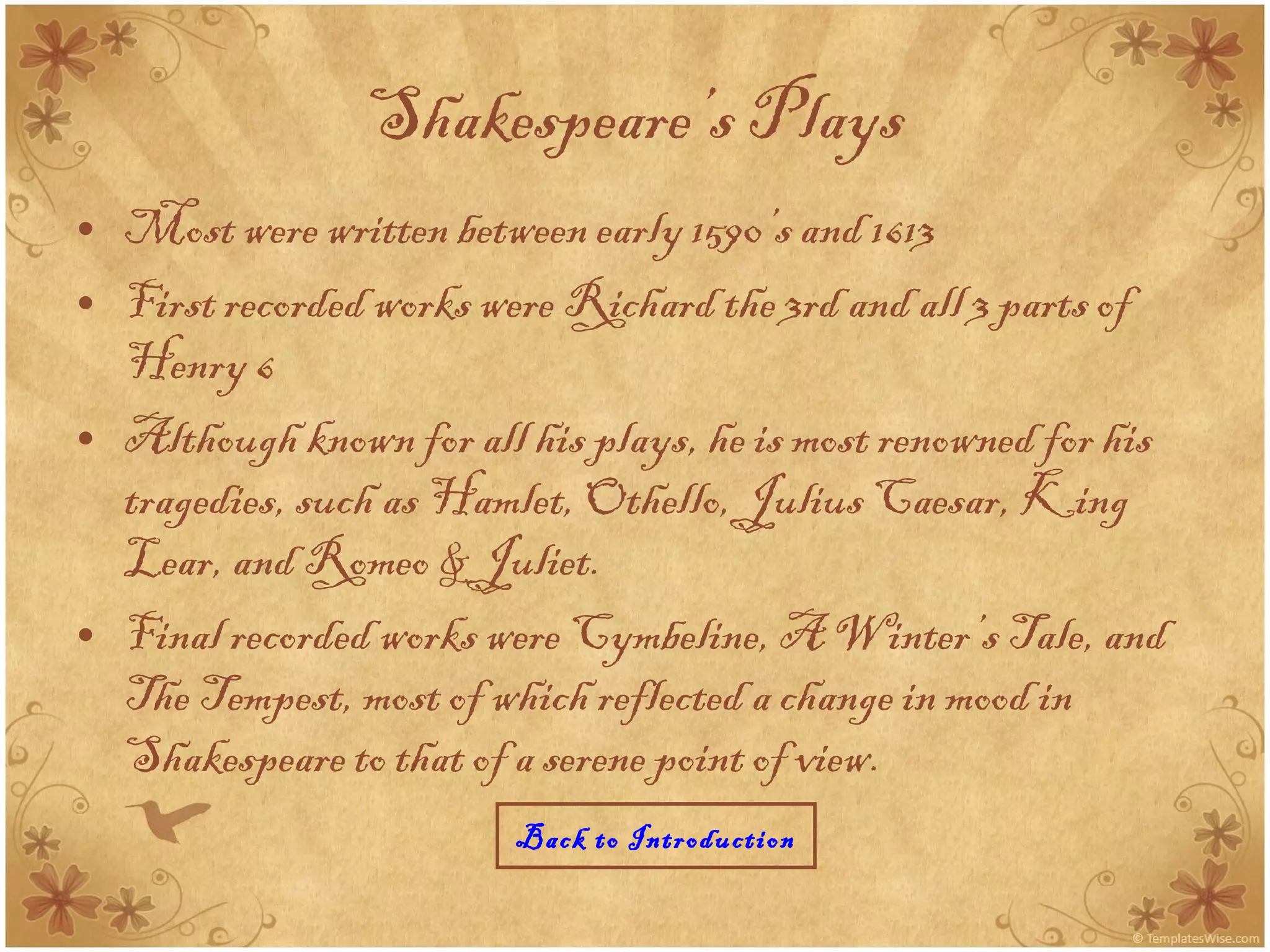 Shakespeare: A Brief History | PPS