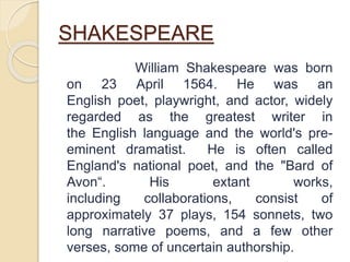Shakespeare powerpoint presentation | PPTX