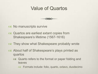 Shakespeare Quarto Archives | PPTX