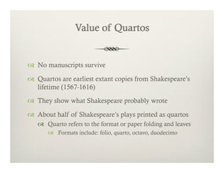 Shakespeare Quarto Archives | PPT