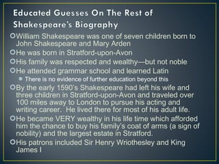 WILLIAM SHAKESPEARE’S INFLUENCE ON THE ENGLISH LANGUAGE (English ...