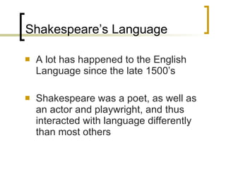 Shakespeare's Language | PPT