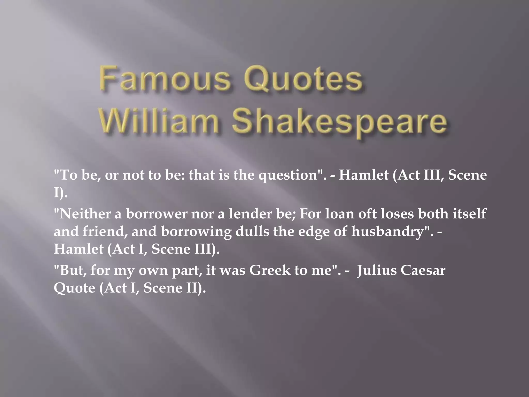 Shakespeare Research Slide Show | PPTX