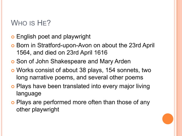 Shakespeare’s Life | PPTX | Poetry | Books and Literature
