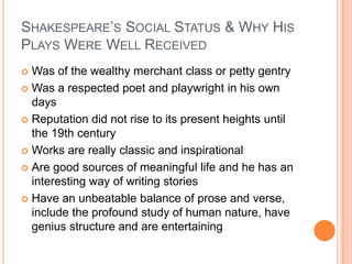 Shakespeare’s Life | PPTX
