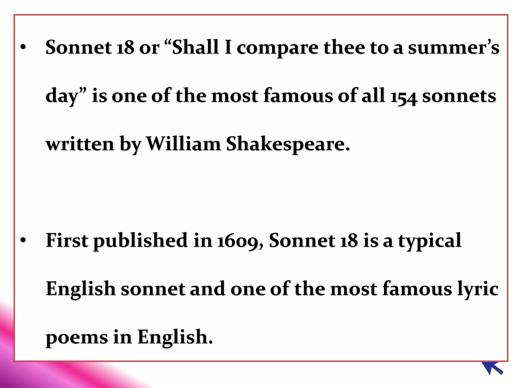 Shall I Compare Thee to a Summer's Day?pptx | PPTX