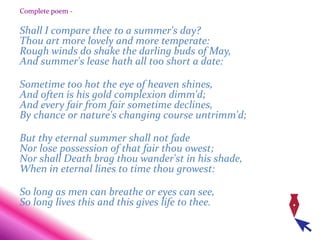 Shall I Compare Thee to a Summer's Day?pptx | PPTX